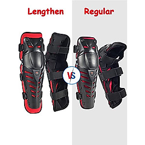 RIDBIKER Motorcycle Knee Shin Guards, Long Leg Protection Crash Proof Motorcycle Knee Protection Bendable Adjustable MTB Knee Pads for Men Motocross Gear Mountain Biking (Upgrade, Red)