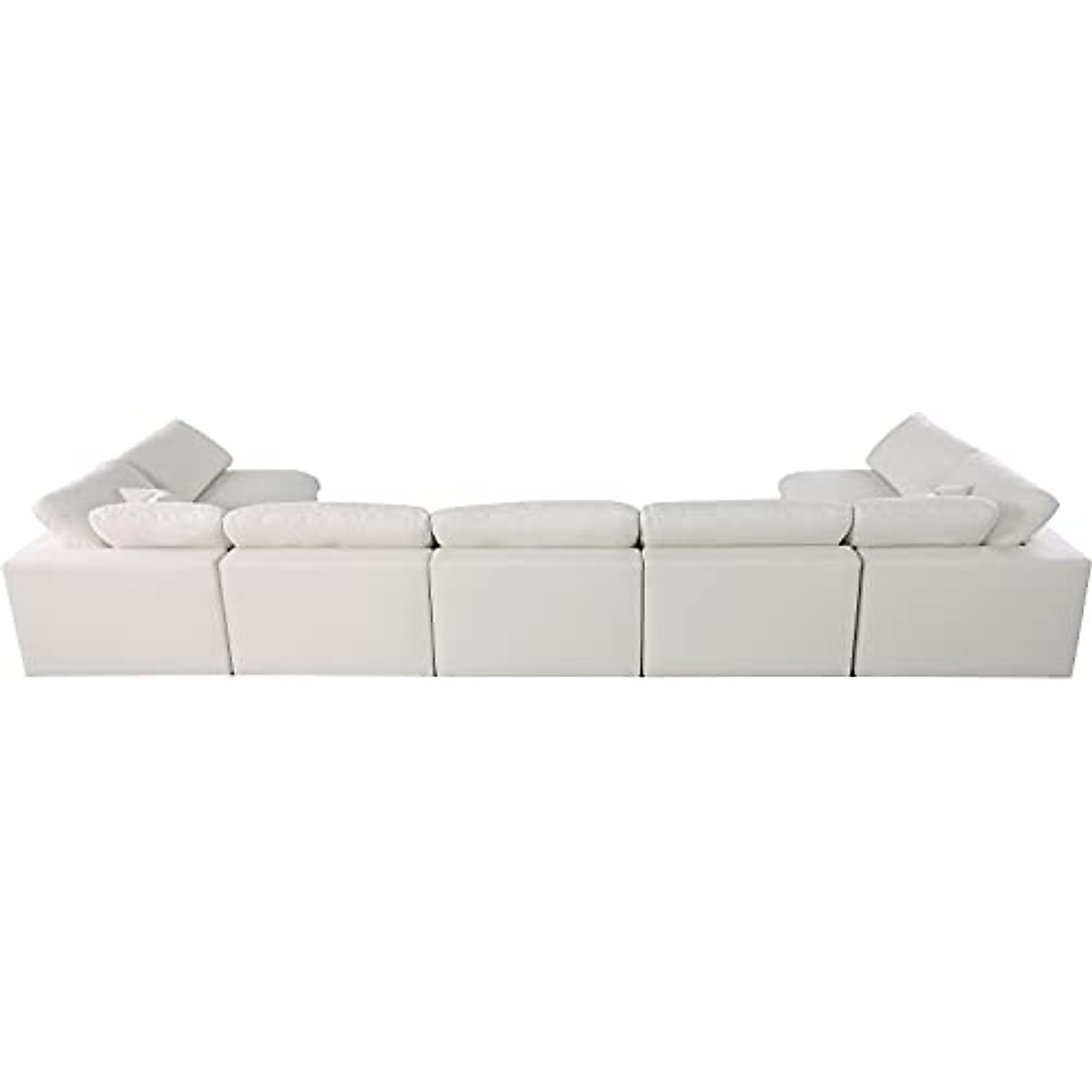 Meridian Furniture Plush Collection Contemporary Down Filled Cloud-Like Comfort Overstuffed Velvet Upholstered Modular U-Shaped Sectional, 7-Seater, Armless, Cream