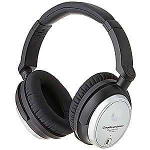Audio-Technica ATH-ANC7b-SViS QuietPoint Noise-Cancelling Headphones with In-Line Mic & Control,Black