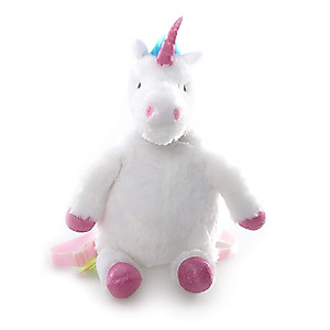 Plushland Fluffy Plush Rainbow Unicorn Backpack Stuffed Animal Toy 14 Inches Cuddly Autism ADHD Soft Magical Gifts Present Birthday Love School Pal Buddies Friendship