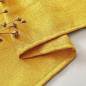 MIULEE Gold Faux Linen Textured Semi Sheer Curtains 2 Panels for Living Room Bedroom Light Filtering Thick Linen Privacy Window Curtains Golden Mustard Yellow Grommet Voile Drapes W 52 x L 72 inches