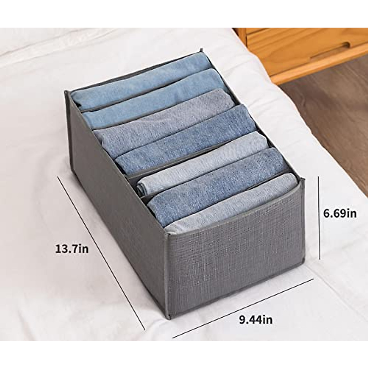 LOWFI 5-Piece Clothes Storage Box Foldable Closet Organizer Storage Container/Wardrobe Drawer Compartment Storage Box for Clothes, Pants, Underwear, Socks, Sheets, Etc. Storage (Gray)