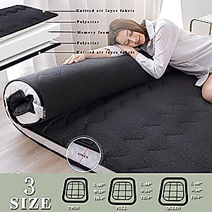GYK Thicken Memory Foam Mattress Topper,Foldable Camping Road Trip Japanese Floor Futon,Tatami Mat Sleeping Pad,Knitted air Layer Cotton Fabric,Four-Sided Has Breathable Mesh,Cool Sleep