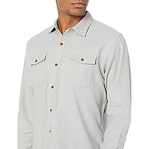 Amazon Essentials Men's Long-Sleeve Flannel Shirt, Regular-Fit, Two Pockets, Light Grey Heather, X-Large