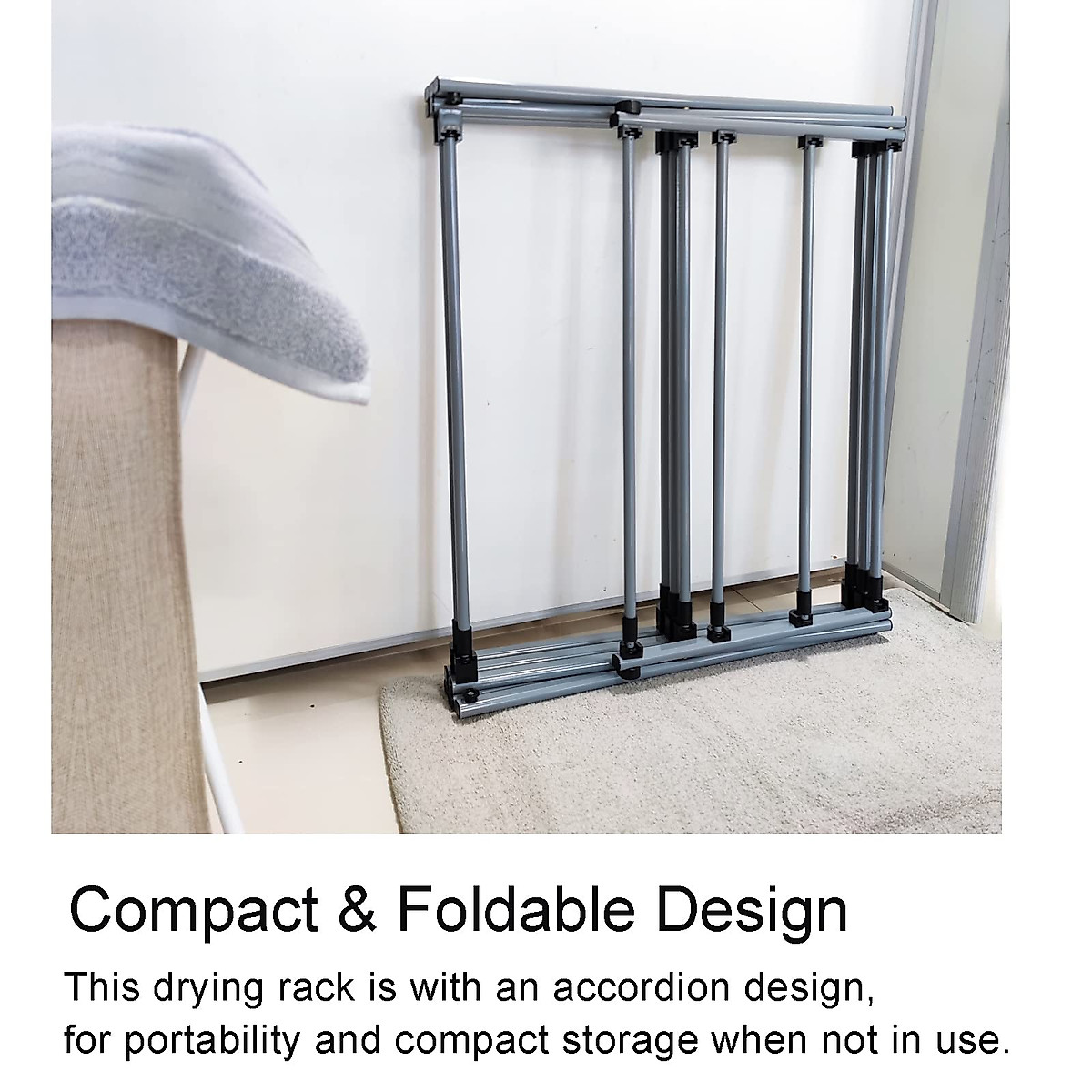 RYGOAL Clothes Drying Rack, 3-Tier Laundry Drying Rack Collapsible, Extendable 42.7" x 35.5" x 14.6" Large Drying Rack, Space Saving Stainless Steel Drying Rack Clothing for Indoor Outdoor Use