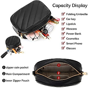 GEEAD Small Quilted Crossbody Bags for Women Trendy Design Shoulder Purse with Round Zip Bag
