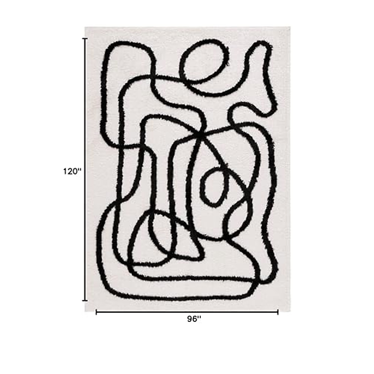 SAFAVIEH Norway Shag Collection Area Rug - 8' x 10', Ivory & Black, Mid-Century Modern Design, Non-Shedding & Easy Care, 1.2-inch Thick Ideal for High Traffic Areas in Living Room, Bedroom (NOR202A)