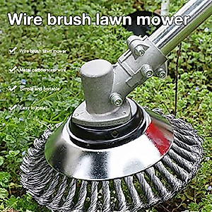 Unbreakable Lawn Mower Blade Head, Grass Strimmer Head Trimmer Brush, Steel Wire Wheel Garden Weed Trimmer, Weed Eater Head Grass Cutter,Lawn Mower Cleaning Tool (6'')