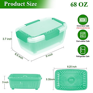 shopwithgreen 68oz Berry Keeper Container, Fruit Produce Saver Food Storage Containers with Removable Drain Colanders, Vegetable Fresh Keeper Set | Refrigerator Organizer