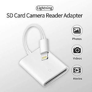 Apple MFi Certified Lightning to SD Card Camera Reader for iPhone iPad, Veetone SD Card Reader Memory Card Reader Trail Camera Viewer SD Card Adapter for iPhone 12/11/XS/XR/X/8/7/iPad, Plug and Play