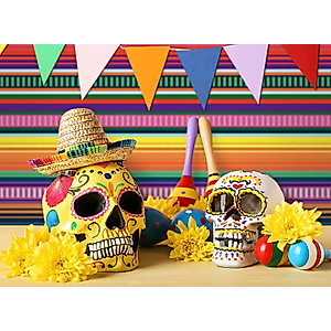 Allenjoy PE Fiesta Backdrop Mexican Color Stripes Banner Cinco de Mayo Party Background
