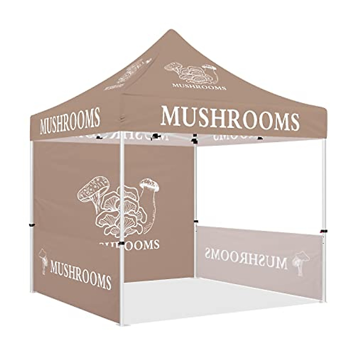 ABLEM8CANOPY Custom Canopy Tent 10x10 with Logo, Personalized Pop Up Canopy Tent with Optional Walls for Business Events, Trade Shows, Farmers Market, Roller Bag Included(Mushroom)
