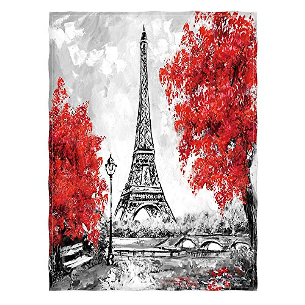Yunine Oil Painting Blankets for Bed Couch Sofa Eiffel Tower in Paris, mangroves Plush Throw Blankets Super Soft Lightweight Cozy Warm Blankets for Kids Adults 60 x 80 Inches