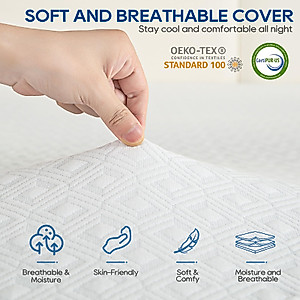 3 Inch 7-Zone Memory Foam Mattress Topper King with Removable Cover, Cooling Gel-Infused Swirl Egg Crate Memory Foam, Standard 100 by Oeko-TEX Certified, Blue