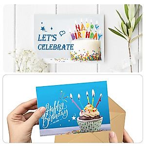 100 Happy Birthday Cards with Envelopes, 20 Unique Designs, Birthday Cards Bulk with Short Generic Message Inside, 4x6 inches, Assorted Birthday Cards Assortment for Business, Office and Personal