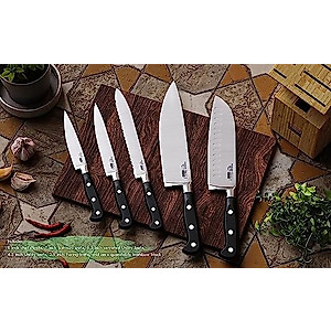 Cooks Standard 6-Piece Stainless Steel Knife Set with Expandable Bamboo Block for Extra Slots