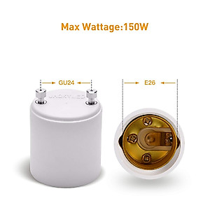 4 Pack JACKYLED GU24 to E26 E27 Adapter, Heat Resistant Up to 392℉ Fire Resistant Converts GU24 Bi-Pin Based Fixture to E26 E27 Standard Screw-in Socket
