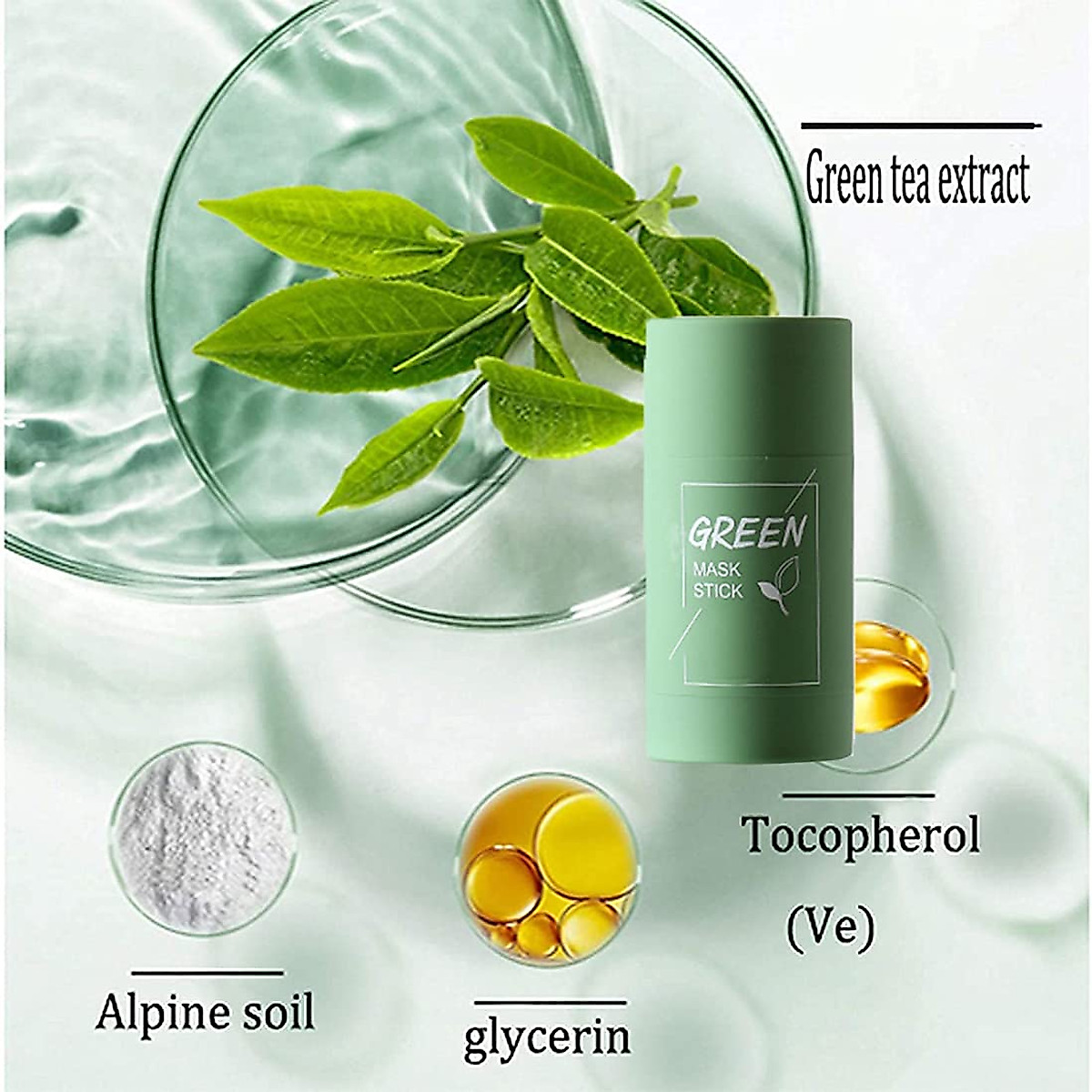 Nenrte 2pcs Green Tea Deep Cleanse Mask Stick, Green Tea Blackhead Remover Stick, Removes Blackheads Green Mask Stick for All Skin Types