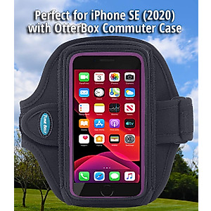 Tune Belt AB88 Cell Phone Running Armband Holder, Pocket Size fits OtterBox Commuter or Similar Case for iPhone 12/13 Mini, SE 2020 and iPhone X/XS, Water Resistant (Black)