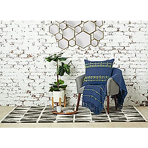 carol & frank Tabb Indigo & Citron Throw 50x60 inches Blue