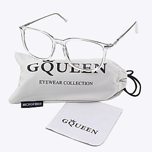 GQUEEN Fashion Fake Glasses Non Prescription Glasses Clear Lens Glasses Nerd Plain Frames Women Men, 201579