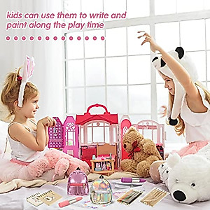 Mini Doll Backpack Mini Dolls School Bags Micro Backpack Mini Backpack DollToys with Mini Supplies Micropacks Mini Doll Accessories Toy Surprise with 10 Stationary Surprises Inside for Doll Play Sets