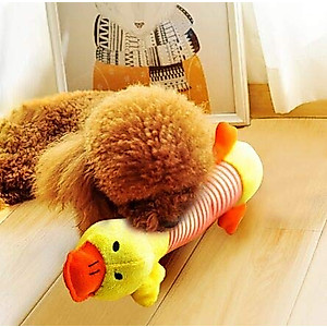 Cute Pet Dog Cat Plush Squeak Sound Dog Toys Funny Fleece Durability Chew Molar Toy Fit for All Pets Elephant Duck Pig (A)