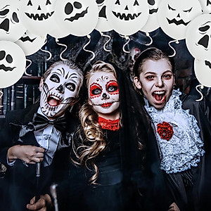 BEISHIDA 60Pcs Halloween Balloons 12 Inches Latex Balloons Black White Halloween Pumpkin Ghost Balloons Horror Scary Balloon Halloween Party Decoration Supplies for Boys Girls Men Women