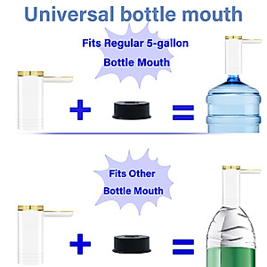 GALASALA 5 Gallon Water Dispenser USB Rechargeable, Foldable Automatic Water Dispenser with 2 Food Grade Silicone Tubes, Remove The Adapter Ring Before Use, for 1-5 Gallon Bottles (White)