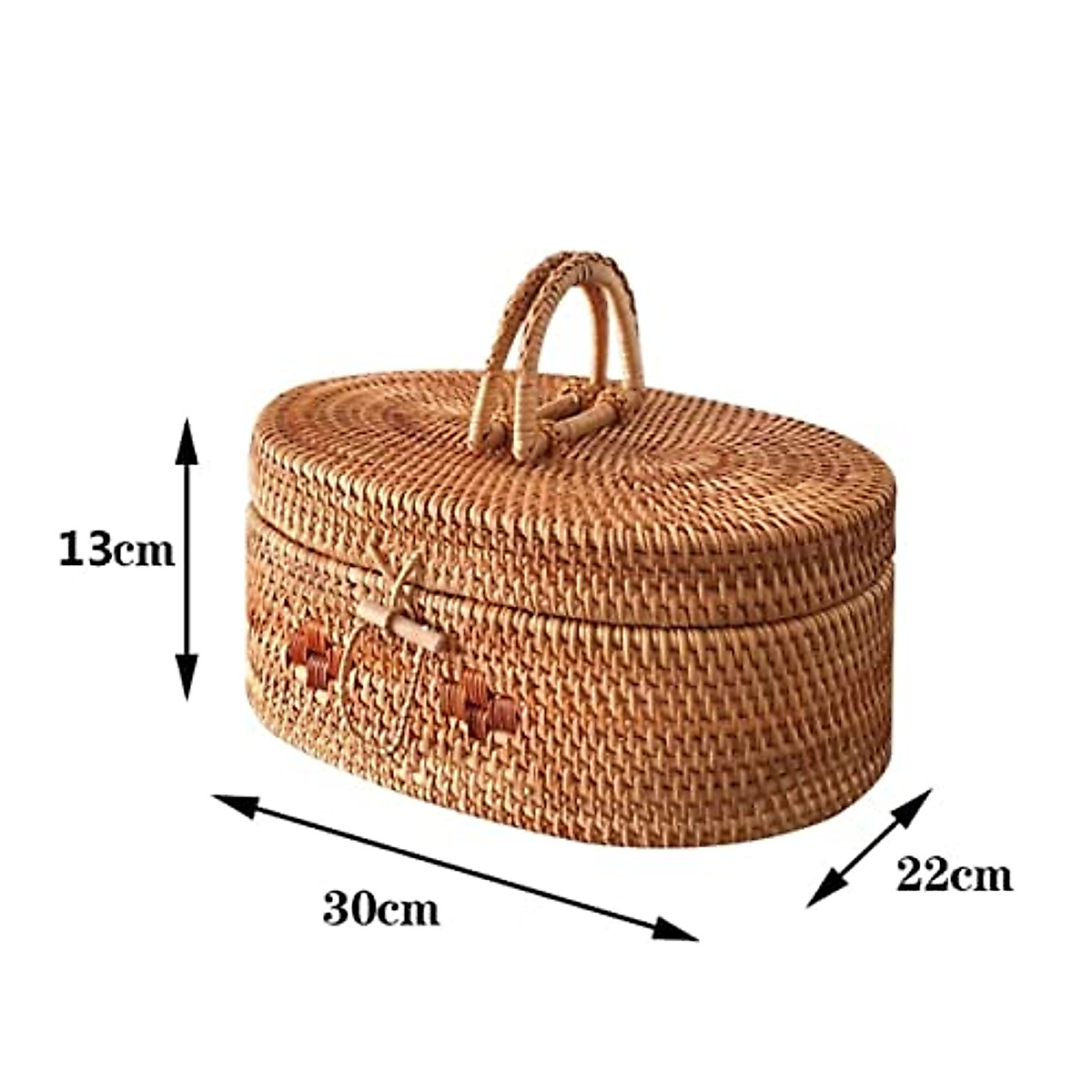 Ruiziliang Organizer & Storage 1 Pack Handmade Woven Portable Oval Storage Box, Sundries Storage Box, Retail Picnic Box with Lid