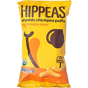 Hippeas Organic Chickpea Puffs, Vegan Nacho Vibes, 4 Ounce (Pack of 1), 4g Protein, 3g Fiber, Vegan, Gluten-Free, Crunchy, Plant Protein Snacks