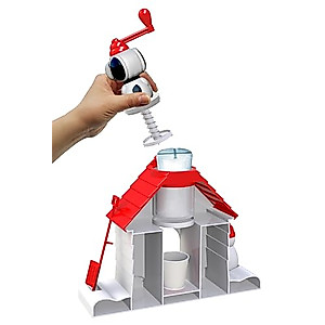 Snoopy SNO-Cone Machine, Snow Cone Shaved Ice Maker Ice Shaver, Snoopy House Shaped Shaved Ice Maker Comes with Fruit Punch Flavor Packet, Ages 6 and Up