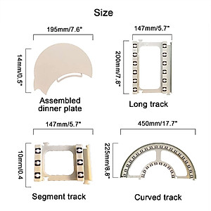 WMQ Household Long Table Rotating Manual Dining Table, Turntable Oval Dining Table, Turntable Adjustable Length Turntable, white