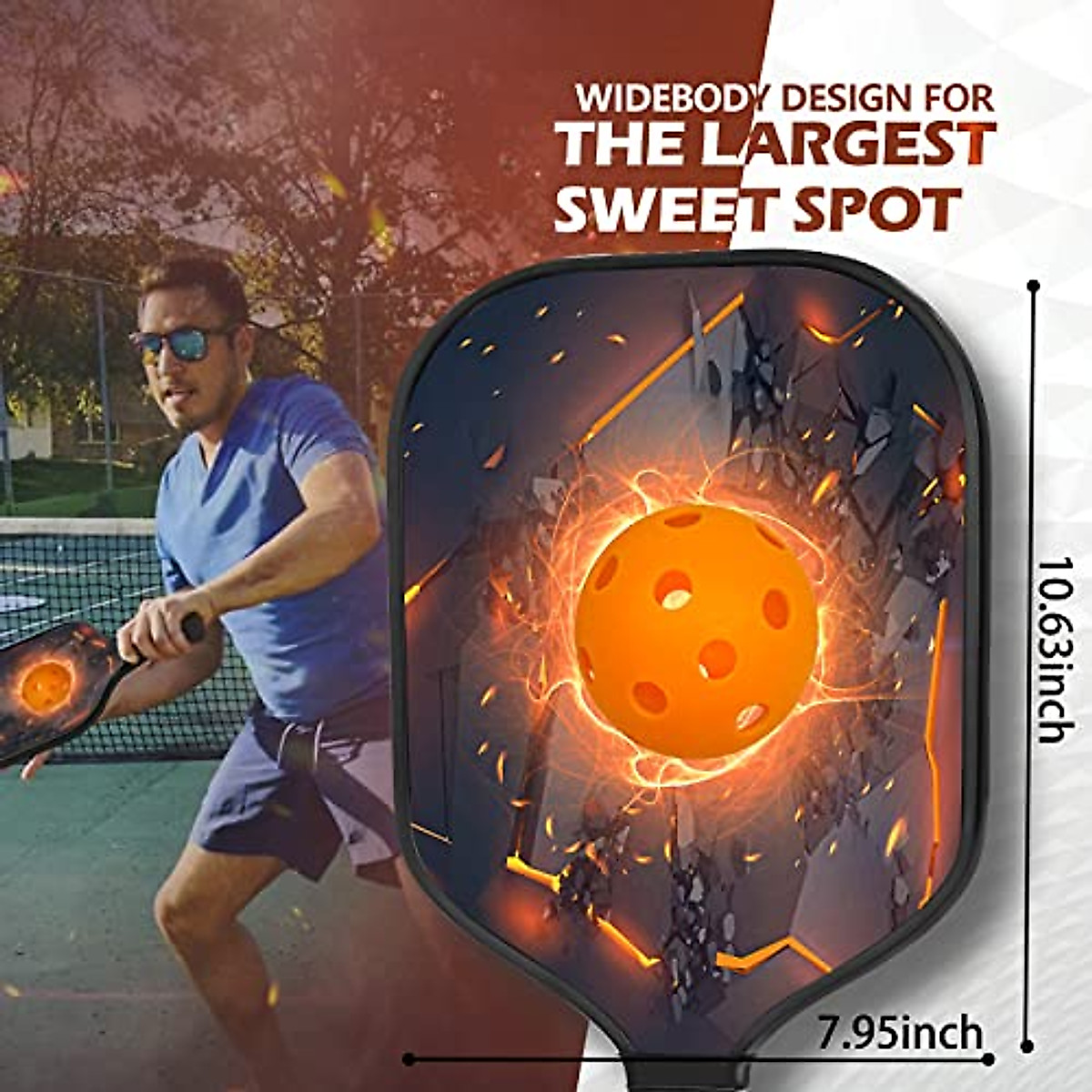 Pickleball Paddles, USAPA Approved Carbon Fiber/Graphite Face Lightweight Pickleball Set with Pickleball Rackets, Pickle Ball Paddle ​for Men, Women and Children