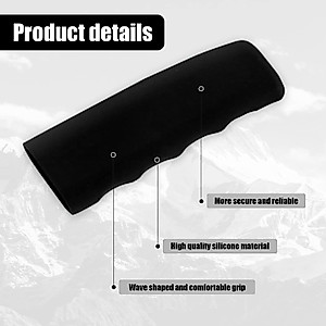 QODOLSI 1 PC Car Handbrake Handle Cover, 4.8" x 1.65" x 1.41" Silicone Wavy Anti-slip Parking Brake Covers, Universal Protective Accessories, Compatible with Cars, Trucks, Vans, SUVs (Black)