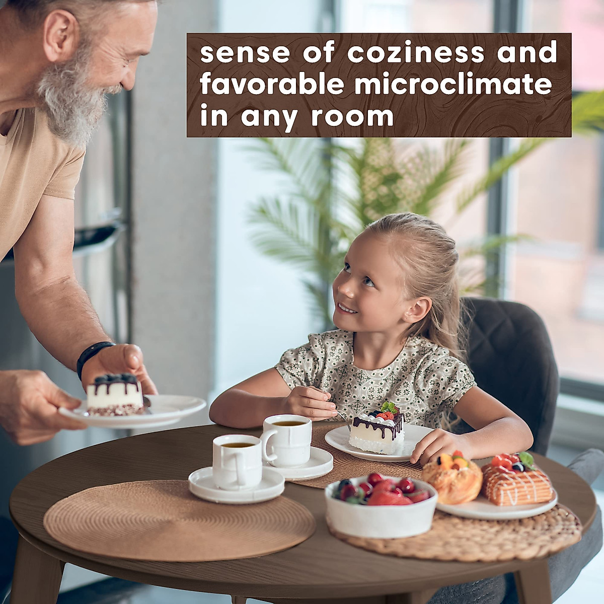 DAIVA CASA Orion Round Dining Table for 4 Person - Birch Solid Wood Kitchen & Dining Room Furniture - Mid Century Modern Scandinavian Style – Dark Brown Kitchen Table 40 inch