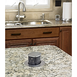 Bryant Electric RCT201ALU 15A 125V Tamper Resistant Pop-Up Countertop Receptacle Flush Mount, 15 Amp, Brushed Aluminum
