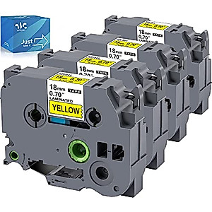 Weemay 4 Pack TZe-641 Label Replacement for Brother 18mm Yellow Ptouch Standard Laminated Label Maker Tape 3/4" TZe641 TZ-641 TZ641 for PT-D400AD PT-D610BT PT-D600 PT-D410 Printer, 0.7" x 26.2'