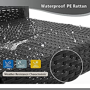 FDW 3 Piece Patio Furniture Sets Wicker Patio Chairs Rattan Outdoor Bistro Set Outdoor Furniture for Backyard Porch Poolside Lawn,Black Cushion