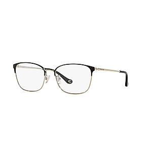Coach HC5135 Prescription Eyewear Frames, Black/Light Gold/Clear Blue Light Filtering, 55 mm