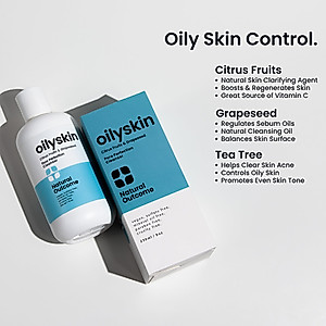 natural outcome Oily Skin Cleanser | Oil Control Daily Face Wash | Pore Hydrating Non-Greasy Cleansing Gel with Purifying Citrus Extracts for Oily Skin Types | Sulfate & Cruelty Free | 8 oz
