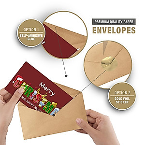 easykart labels 18 Christmas Cards Assortment with Envelopes & Sealing Stickers,Holiday Theme 6 Designs with Foiling & Emboss Effect,7.25" x 3.75" For Friends, Family and loved Ones