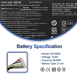 ANTIEE AS15B3N Laptop Battery for Acer Predator 15 G9-591 G9-591G G9-592 G9-592G G9-593 Predator 17 G5-793 G9-791 G9-791G G9-792 G9-792G G9-793 Predator 17X GX-791 GX-792 21X GX21-71 G9000 4ICR19/66-2