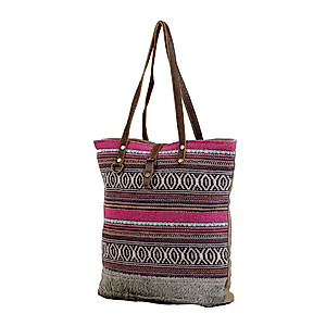 Myra Bag Polychromatic Tote Bag Upcycled Cotton & Leather S-2808