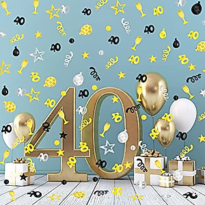 3000 Pieces Birthday Confetti Glitter Number Birthday Decorations Anniversary Metallic Foil Table Glitter Confetti Confetti Party Supplies for Birthday Anniversary (40th Style)