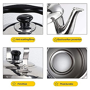 XENITE Classic Kettle Stove Top Whistling Kettle Stainless Steel Teapot Camping Kettles for Boiling Water Stovetop Whistling with Ergonomic Handle Camping Kettle Teapots (Color : Silver, Size : 10L