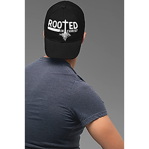 Christian Faith Over Fear Nail Cross Jesus Mens Mesh Back Trucker Hat Baseball Cap, Black/Black