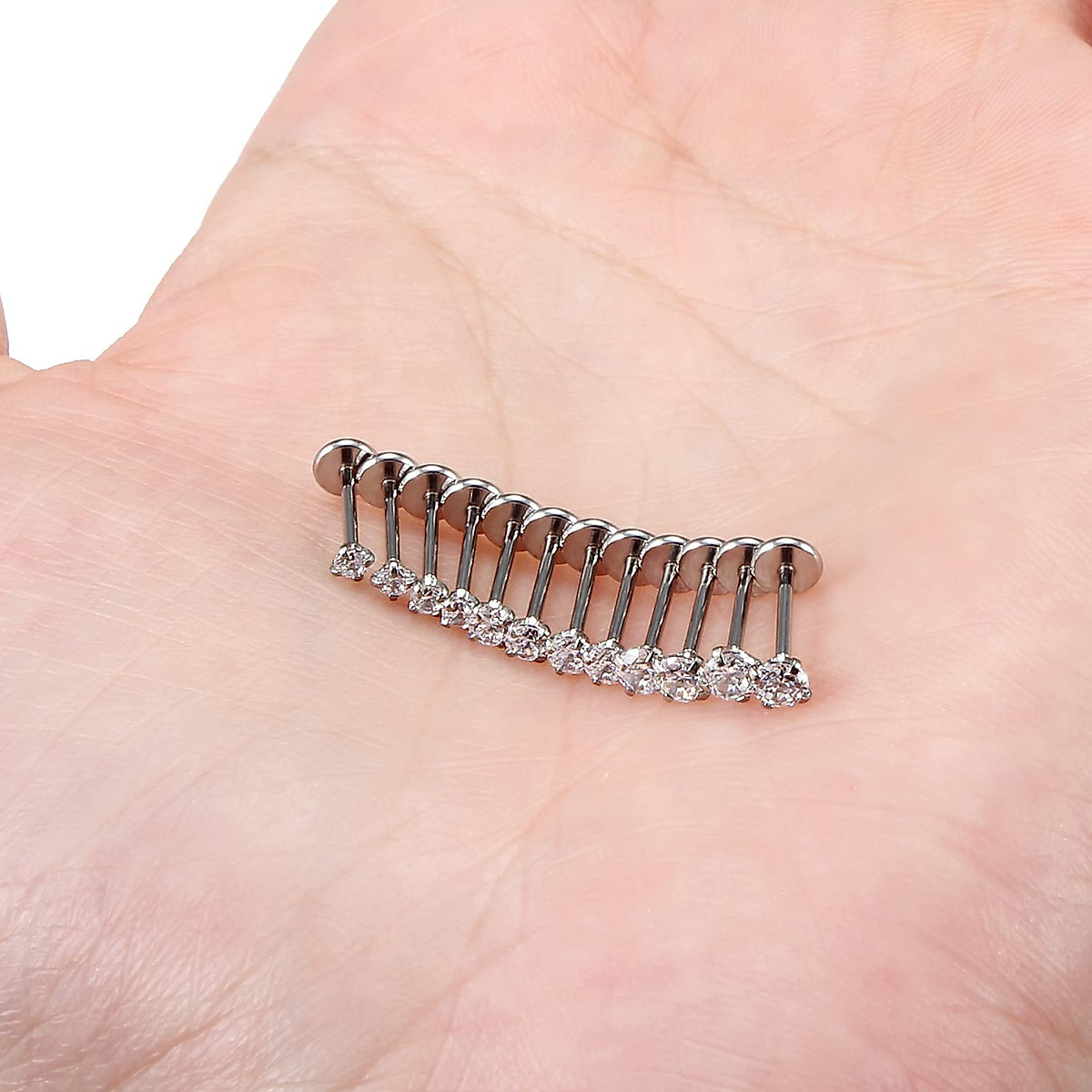 Dyknasz 20G Threadless Nose Stud Threadless Earring Set Surgical Steel Push in Nose Rings Studs for Women Nose Piercing Jewelry for Men Flat Back Cartilage Tragus Forward Helix Earrings