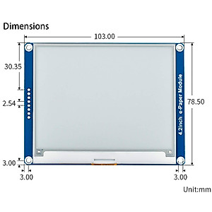 4.2inch E-Ink Display Module 400x300 Pixel Black,White Two-Color 3.3V-5V E-Paper Screen LCD Support Full Refresh SPI Interface for Raspberry/Jetson Nano/Ard/Nucleo