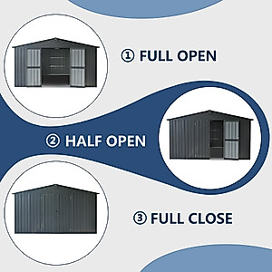 Domi Outdoor Storage Shed 11'x12.5', Metal Sheds Outdoor Storage with Lockable Doors & Air Vents for Patio Garden Lawn Backyard,Gray